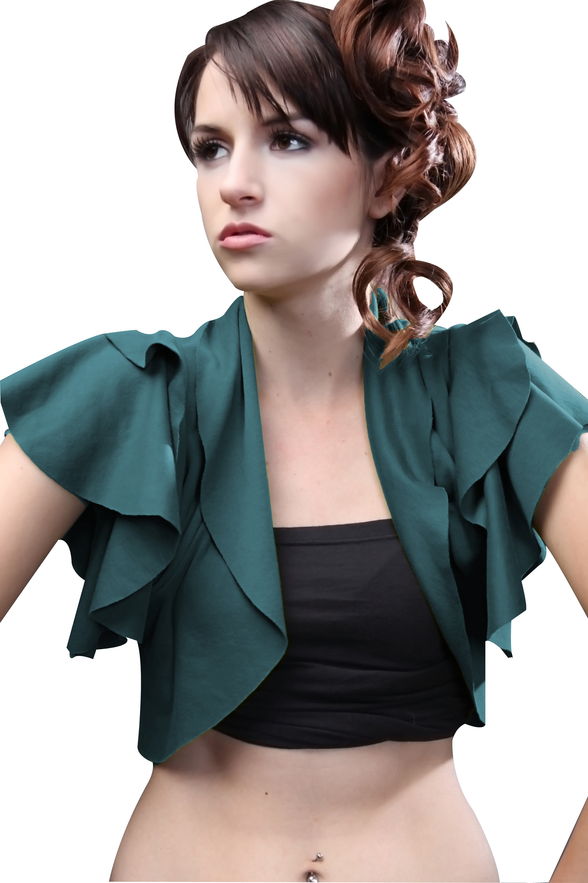 Ruffled Cropped Bolero Shrug, Shrugs, Bolero, Open-front Bolero ...